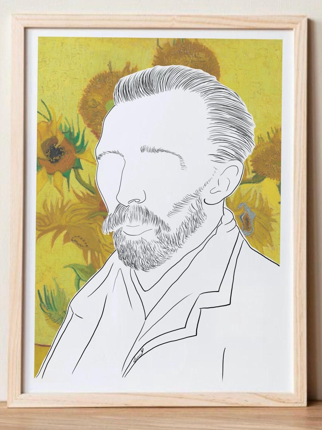 Vincent Van Gogh Line Drawing Instant Download Poster , Van Gogh Lover ...