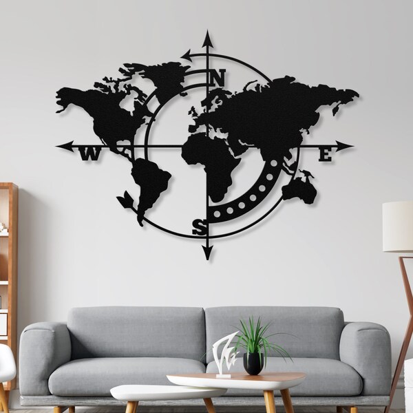 Metal World Map - Etsy