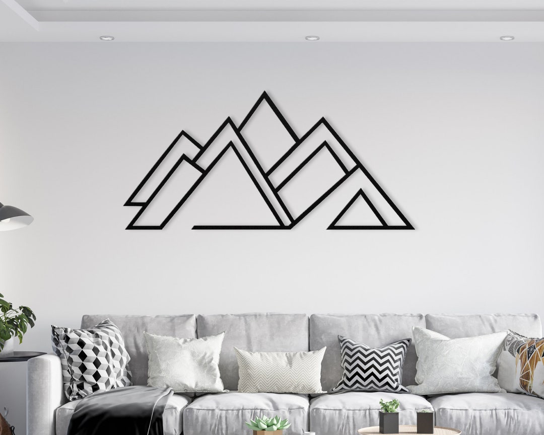 Mountain Wall Art Large Mountain Metal Wall Art Geometric - Etsy