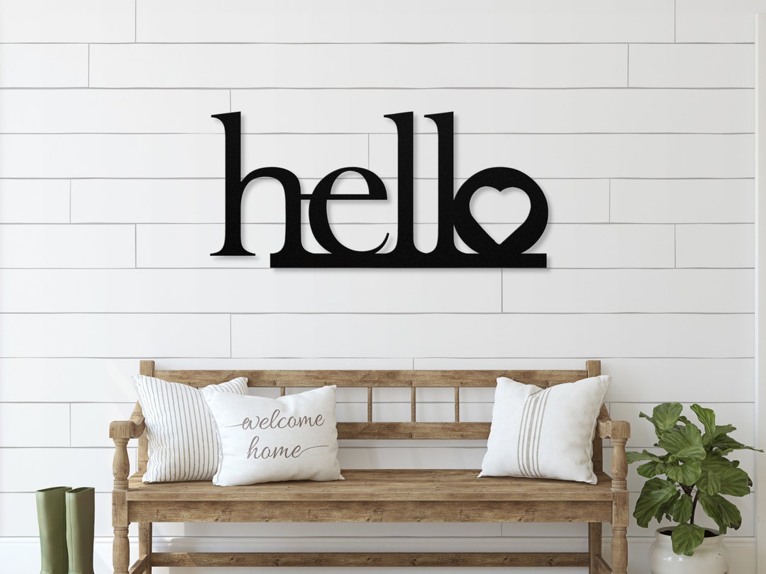 Hello Metal Sign Metal Wall Decor Hello Door Sign Welcome - Etsy