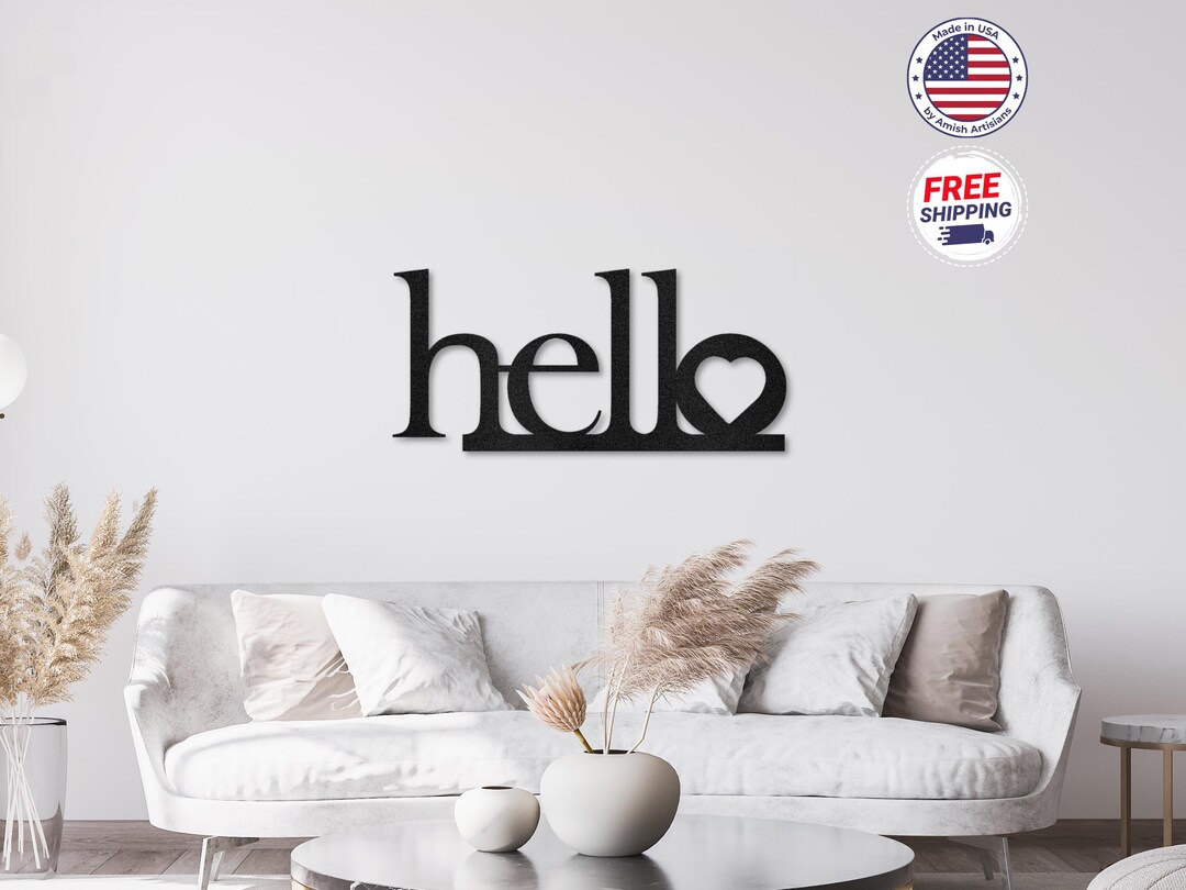 Hello Metal Sign, Metal Wall Decor, Hello Door Sign, Welcome Sign for ...