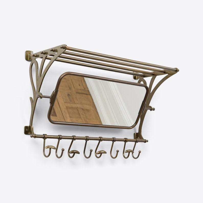 Train Hall Luggage Wall Mounted Rack Mirror Shelf Hooks | Coat Rack ...