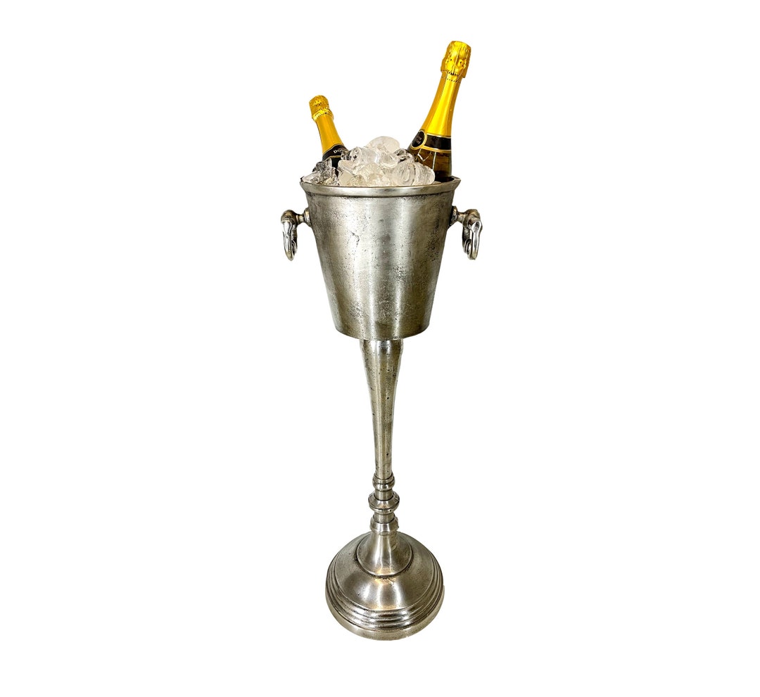 Floor Standing Rustic Champagne Bucket Distressed Look Wine Cooler Ice ...