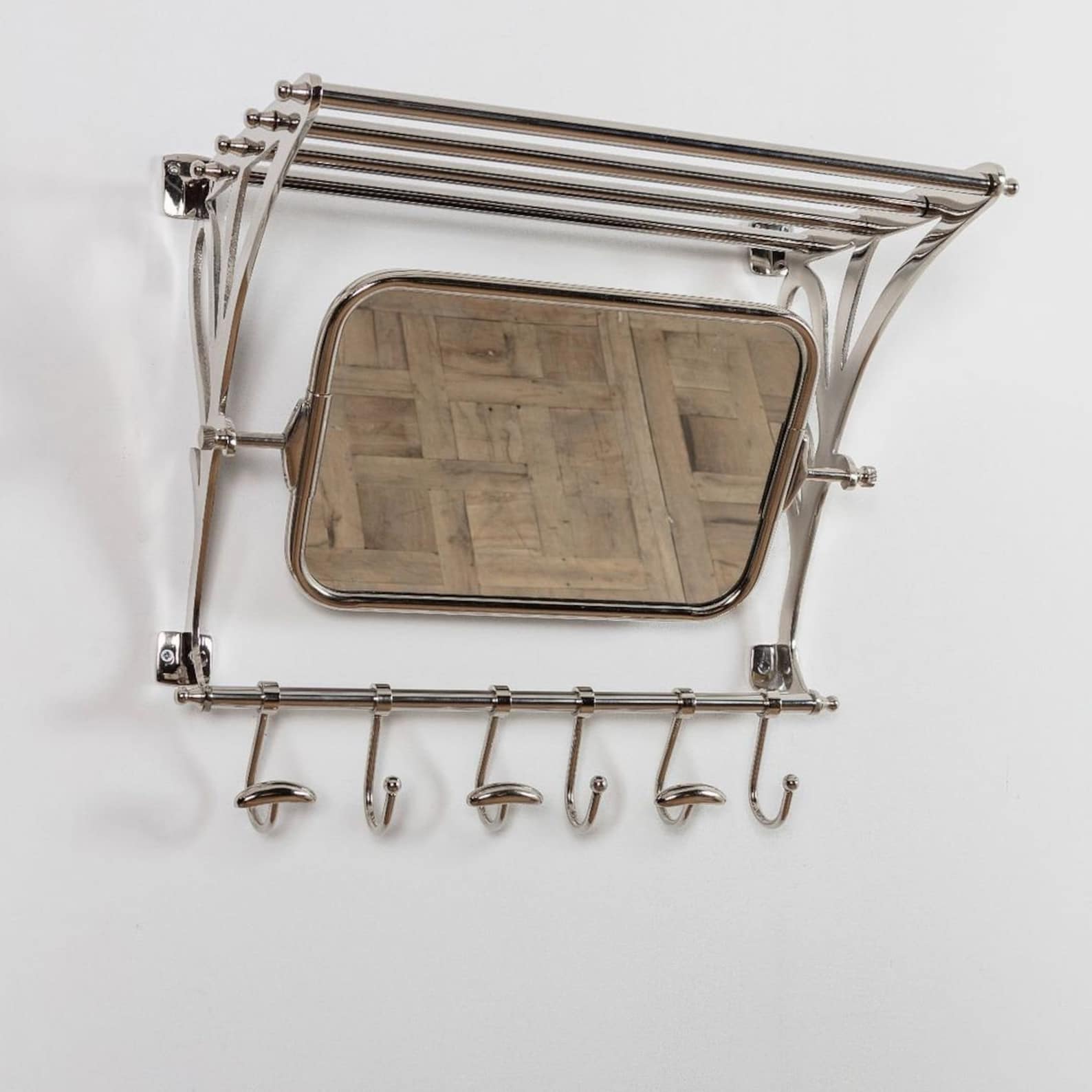 Train Hall Luggage Wall Mounted Rack Mirror Shelf Hooks | Coat Rack ...
