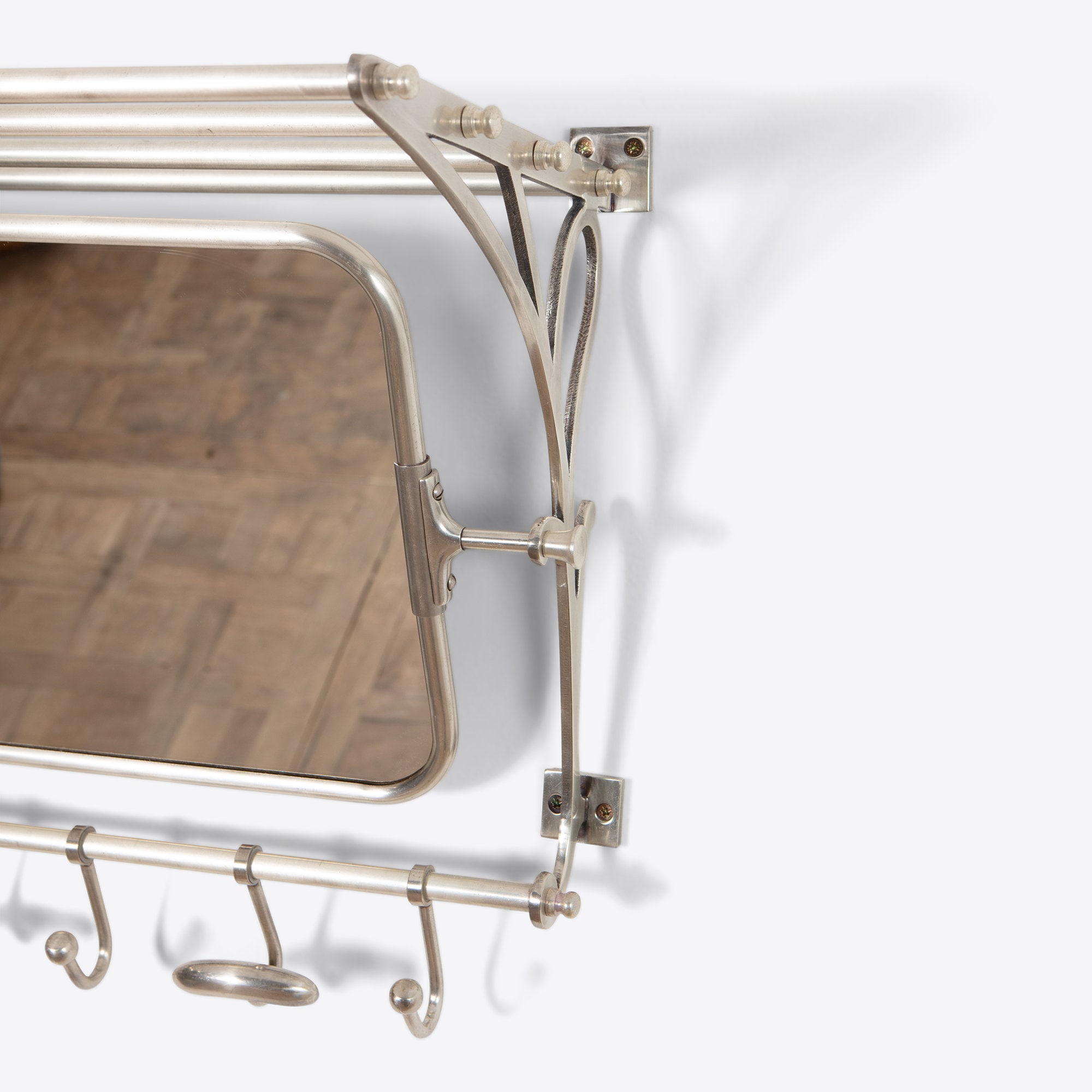 Wall Mounted Hall Rack With Tilting Mirror, Hooks & Shelf - Etsy