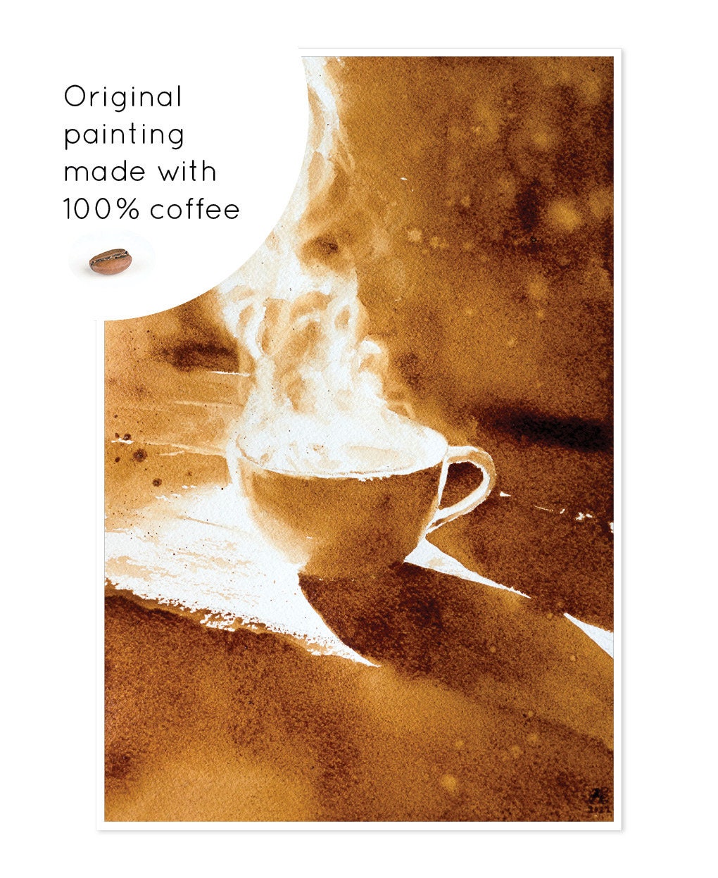 Coffee Cup Painting, Original Coffee Art, Kitchen Decor (A4) - Etsy
