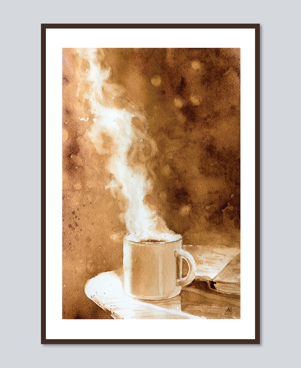 Original Coffee Painting Coffee Art on Watercolor Paper - Etsy