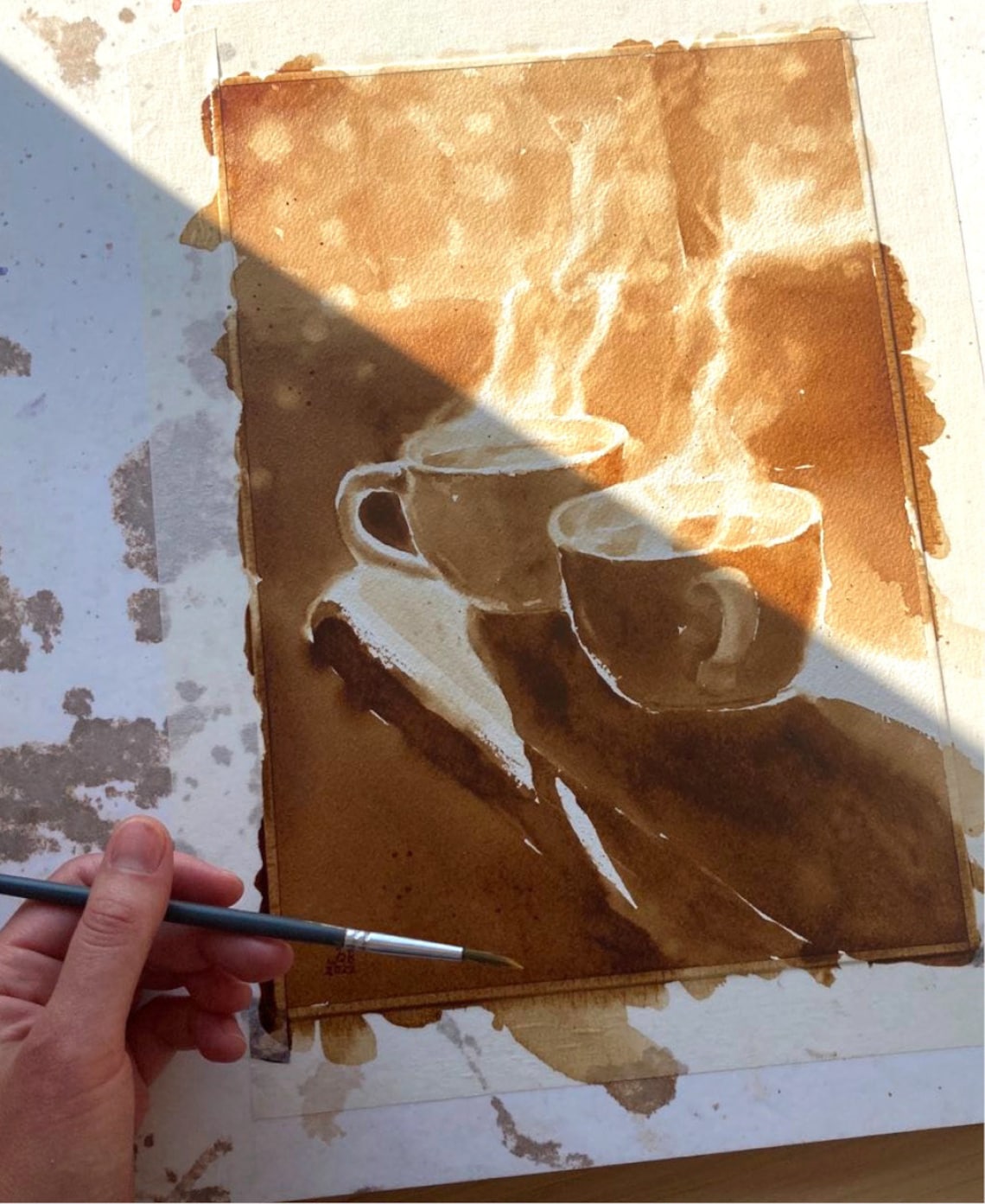 Original Coffee Painting, Two Coffee Cups Art on Watercolor Paper - Etsy