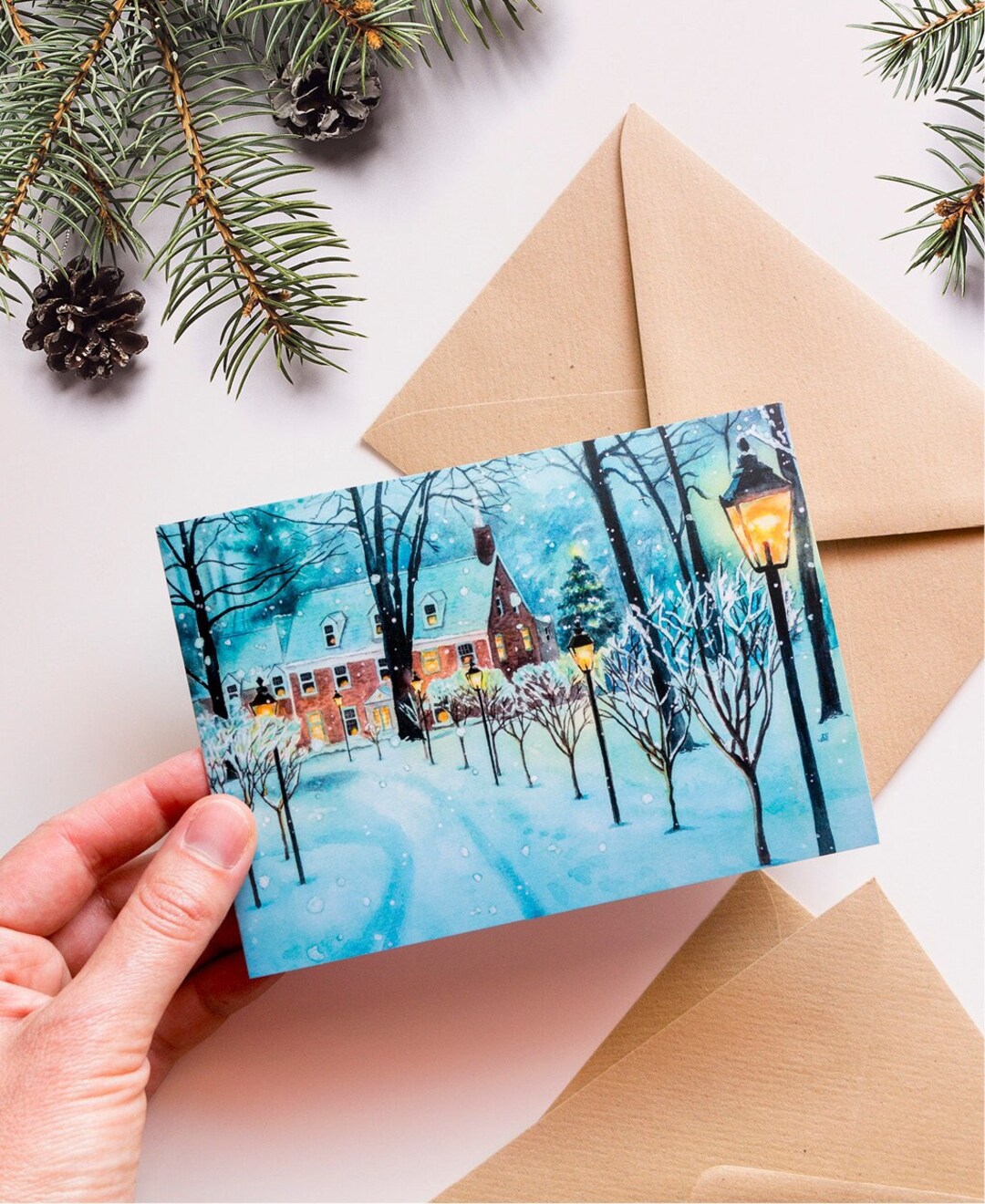 Watercolor Christmas Card, House in Snow, Limited Edition - Etsy