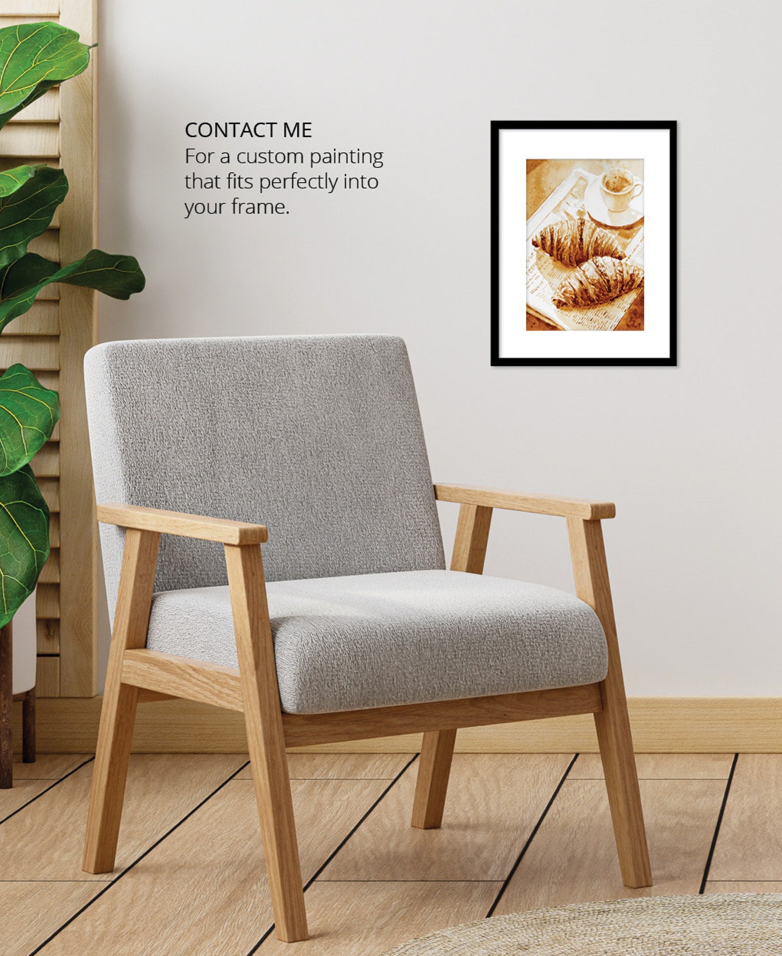 Croissants Coffee Painting, Earth Shades Wall Art, Warm Palette Art ...