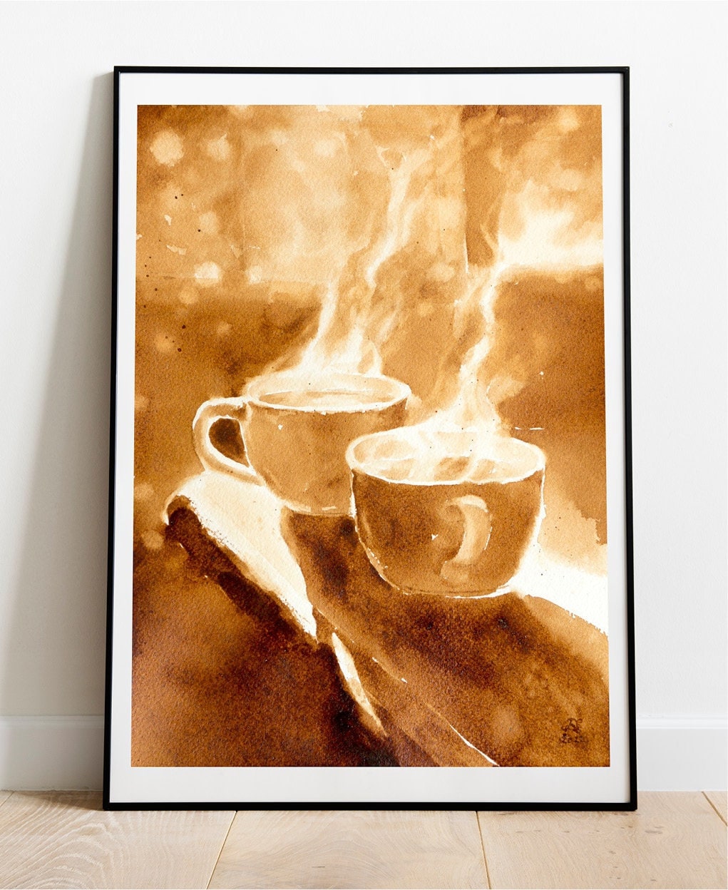 Original Coffee Painting, Coffee Art on Watercolor Paper, A Cup of Tea ...