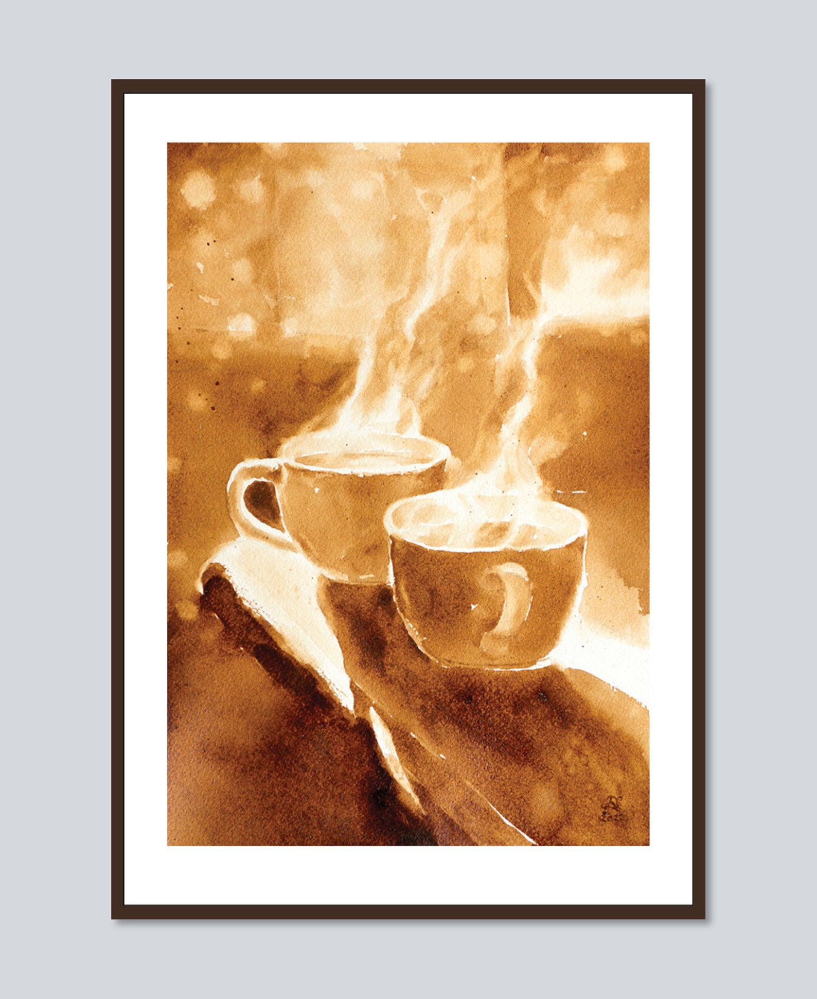 Original Coffee Painting, Two Coffee Cups Art on Watercolor Paper - Etsy