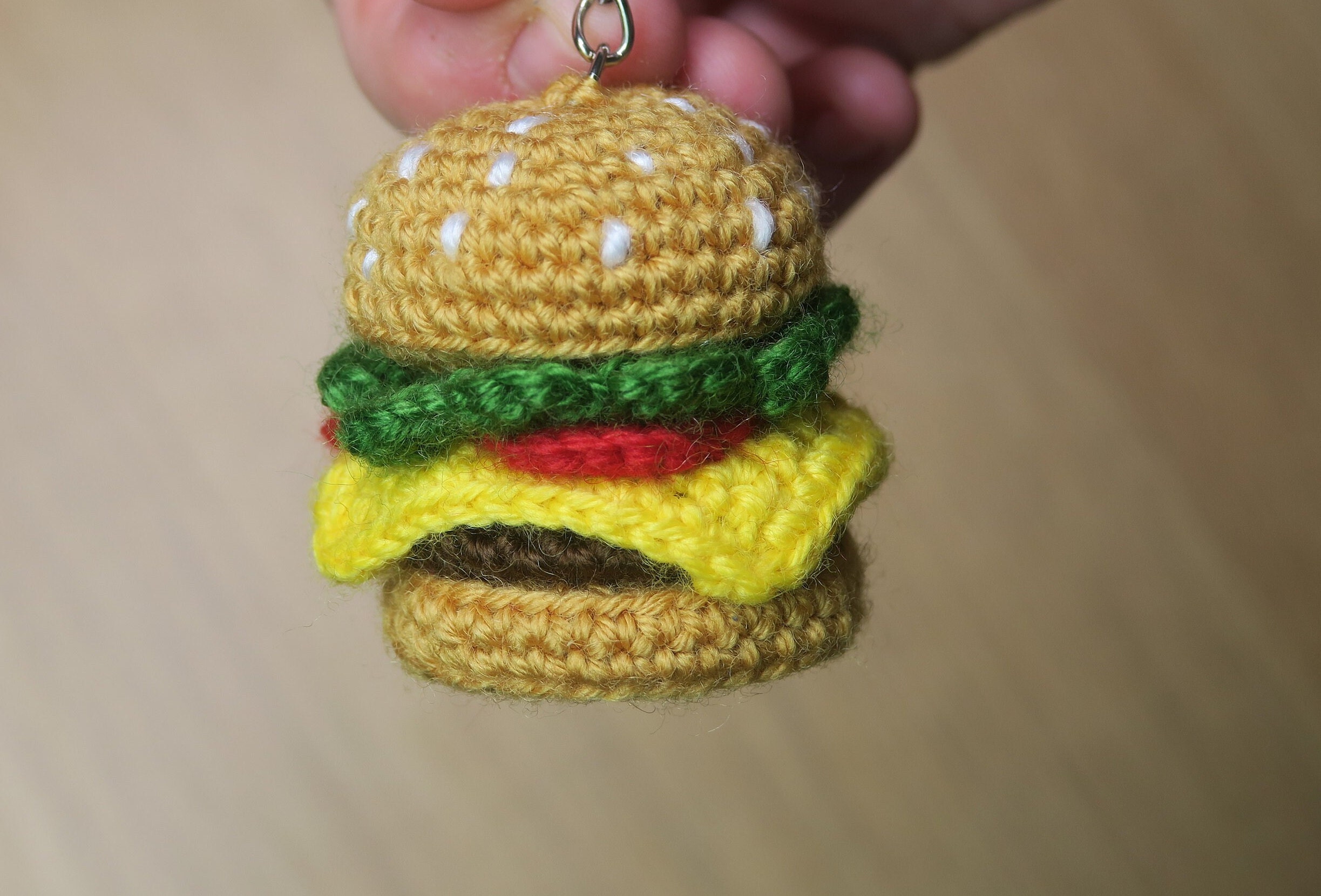 My Little Hamburger Amigurumi Pattern Key Ring Doll Food Key Chain ...