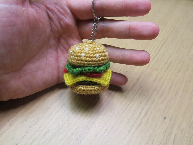 My Little Hamburger Amigurumi Pattern Key Ring Doll Food Key Chain ...