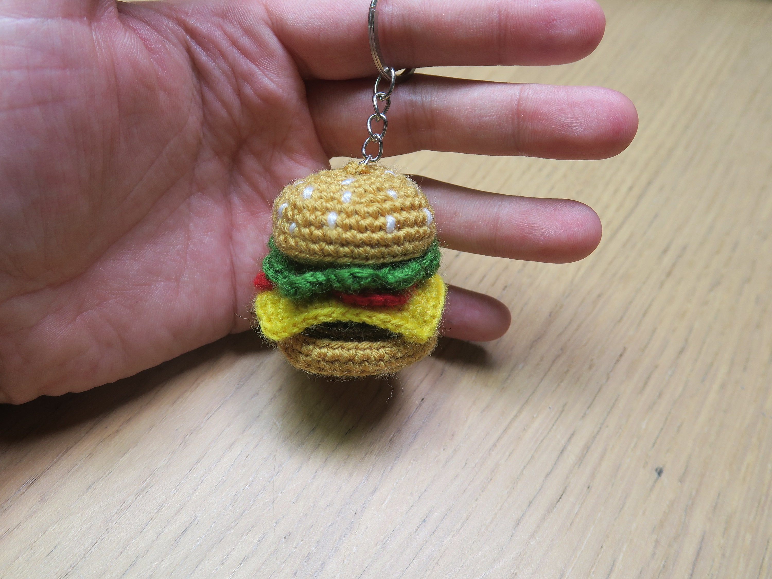 My Little Hamburger Amigurumi Pattern Key Ring Doll Food Key Chain ...