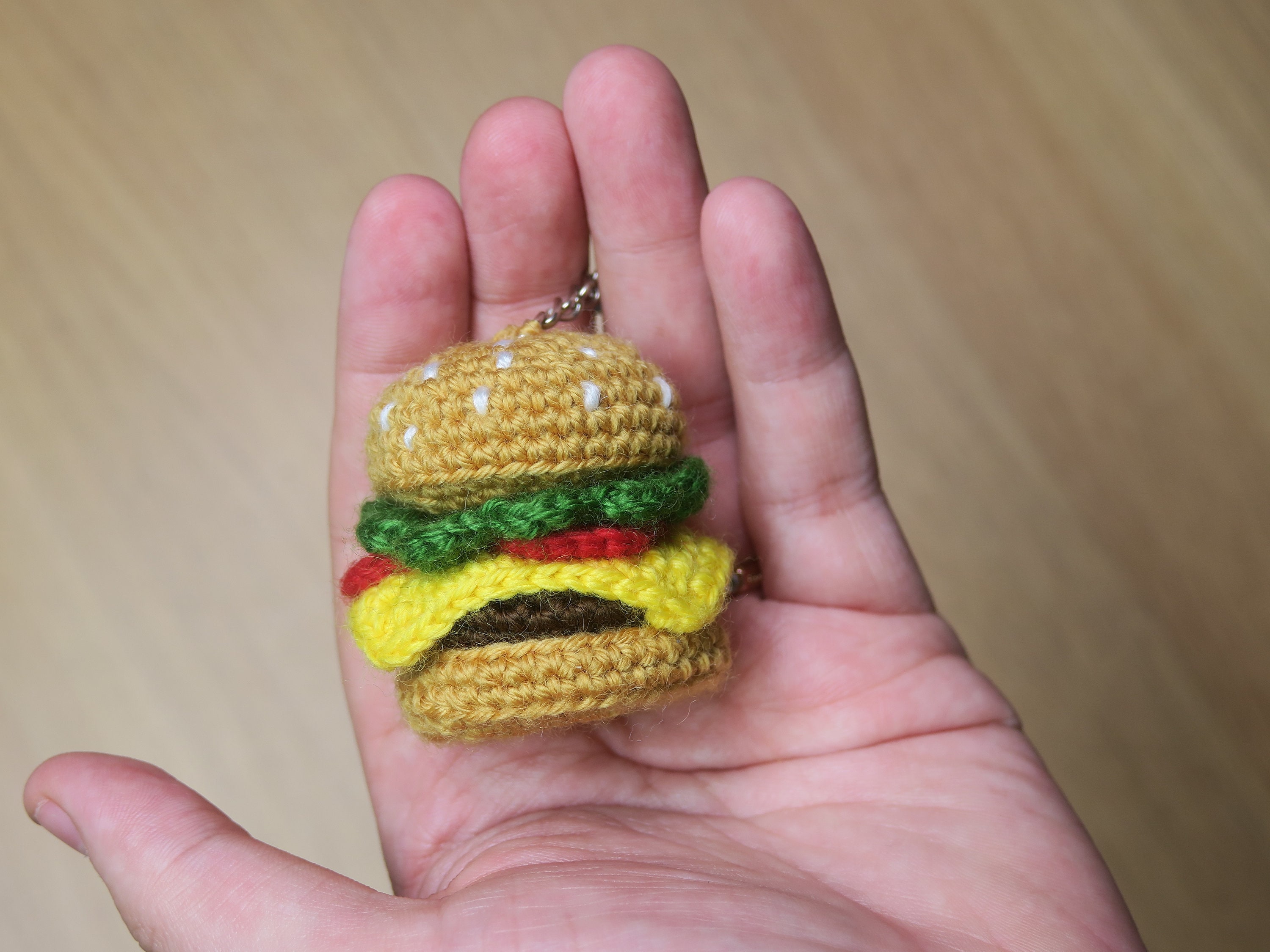 My Little Hamburger Amigurumi Pattern Key Ring Doll Food Key Chain ...