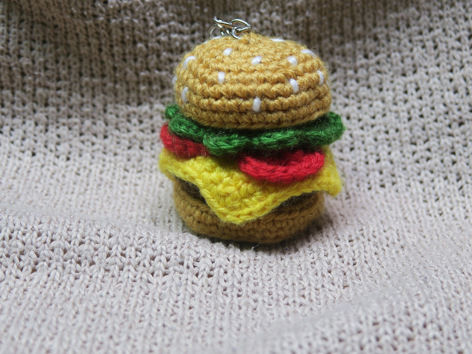 My Little Hamburger Amigurumi Pattern Key Ring Doll Food Key Chain ...
