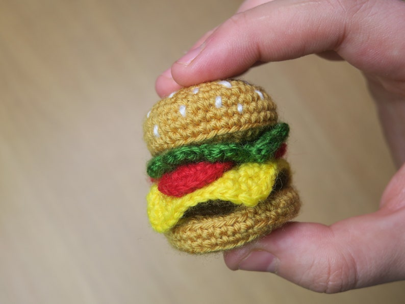 My Little Hamburger Amigurumi Pattern Key Ring Doll Food Key Chain ...