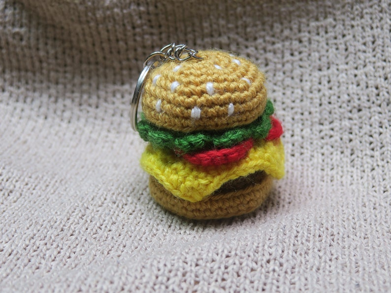 My Little Hamburger Amigurumi Pattern Key Ring Doll Food Key Chain ...