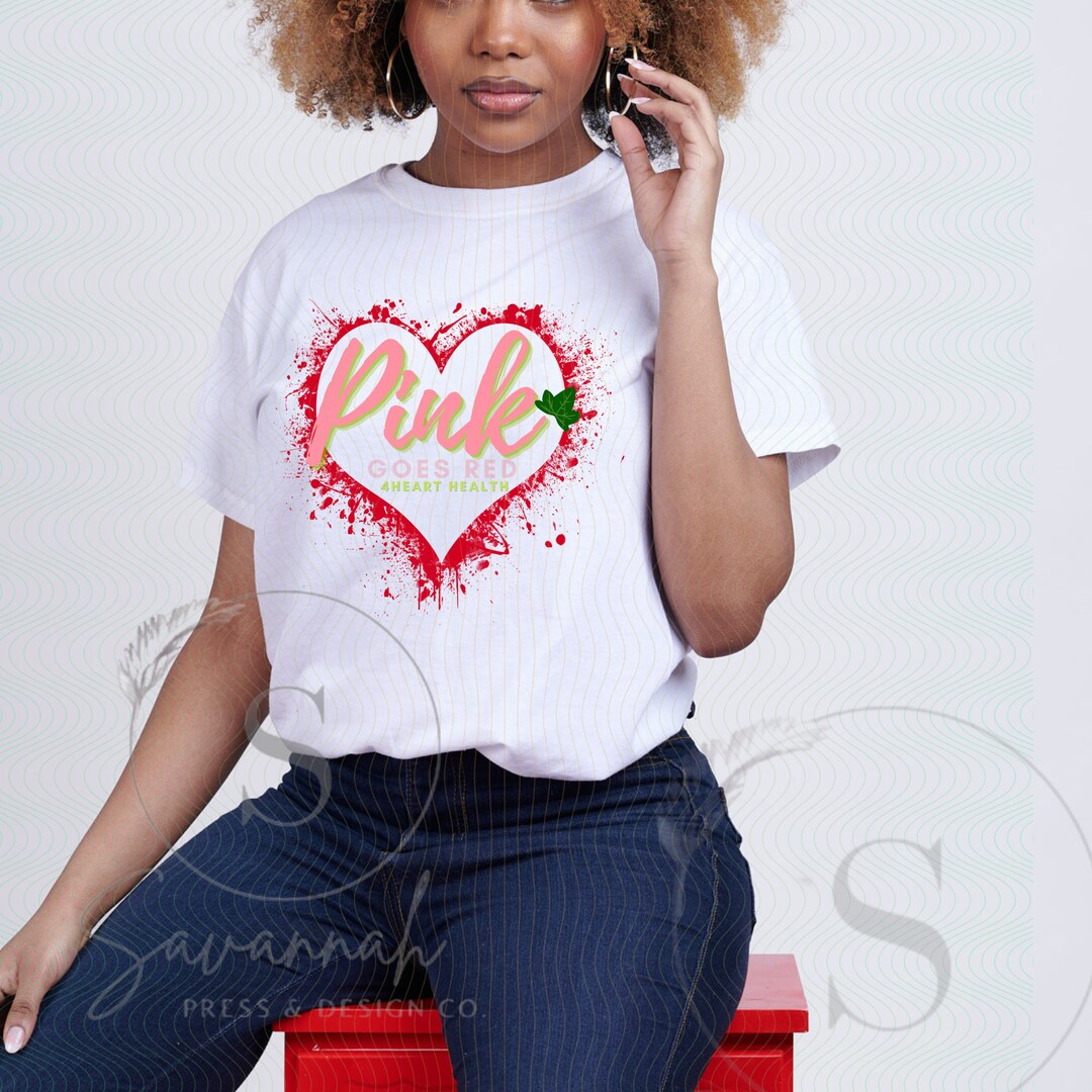 Pink Go Red, GO Red Long Sleeve Tshirt, Heart Health Awareness, Pink ...