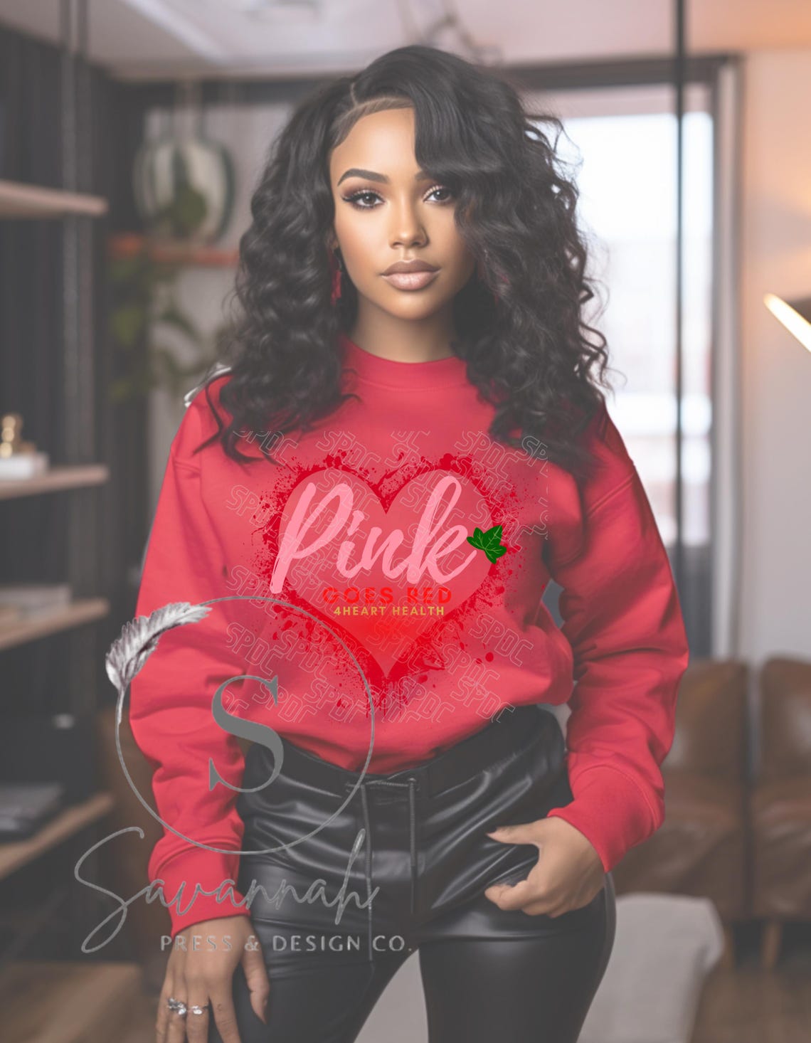Pink and Green Go Red, GO Red Unisex Sweatshirt, Heart Health Awareness ...