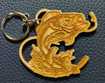 Wooden Fish Keychain - Etsy