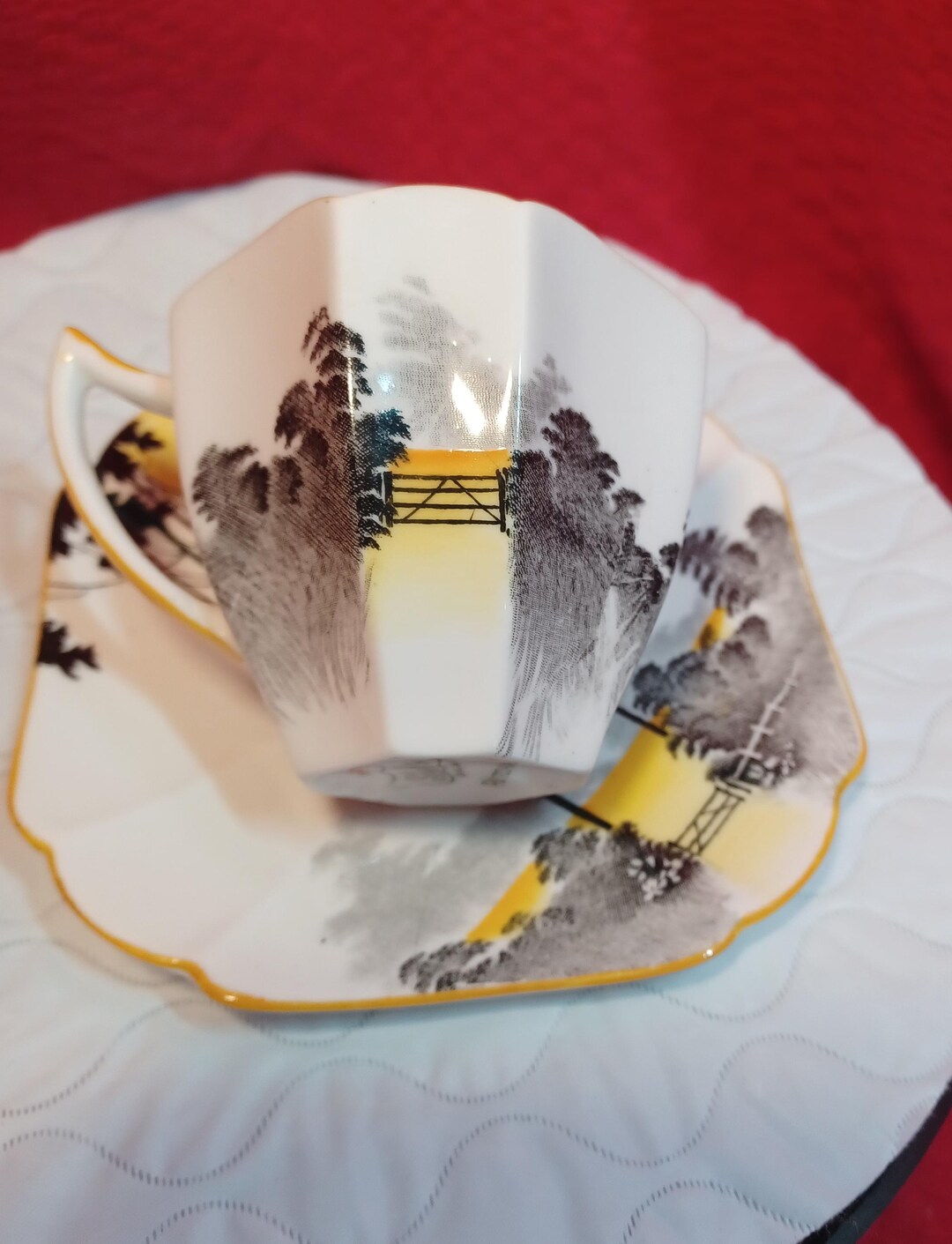 Shelley sunrise & Tall Trees Coffee Cup and Saucer. Demitasse Expresso ...