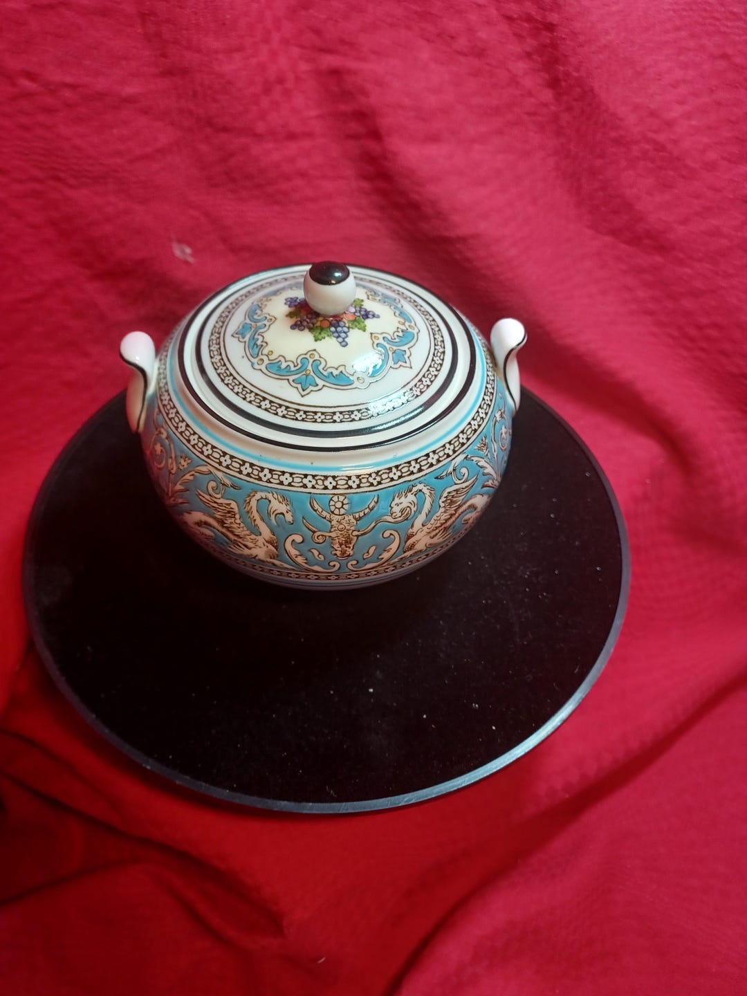 Wedgwood Florentine Turquoise Bone China Lidded Sugar Bowl Excellent ...