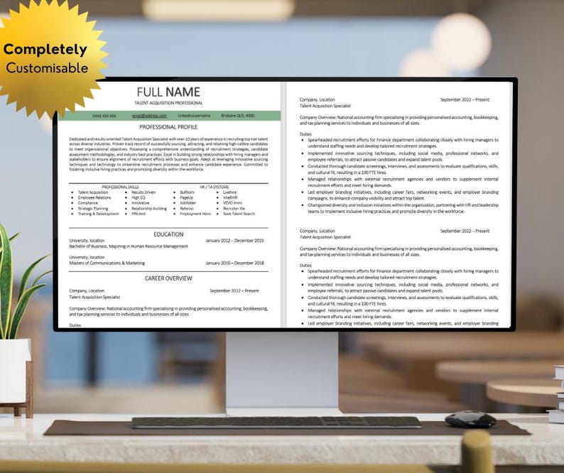 ATS Friendly Resume Template Pack: Corporate Green - Etsy