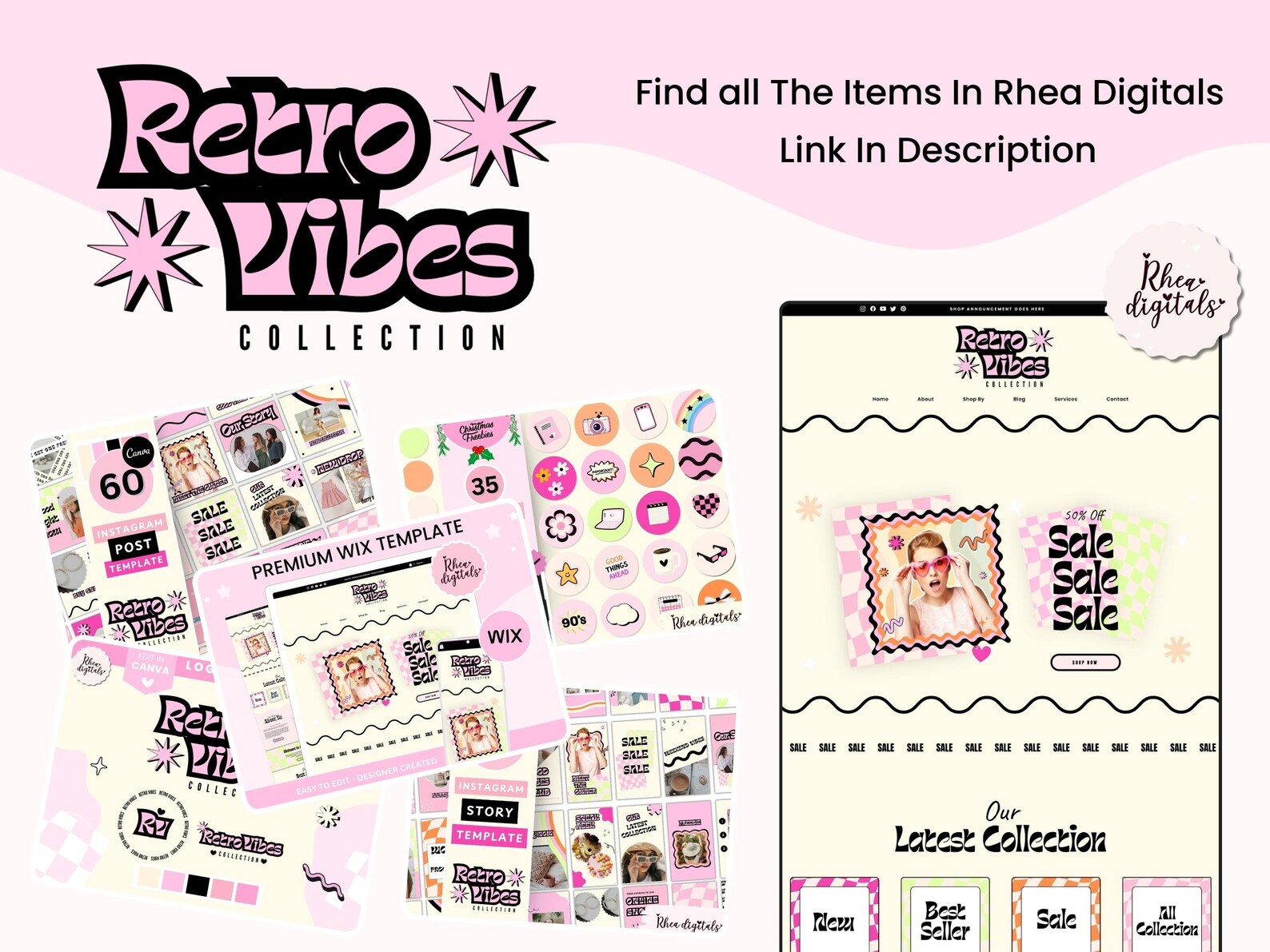 WIX Website Template, Retro Vibes WIX Website Theme, Wix Online Store ...