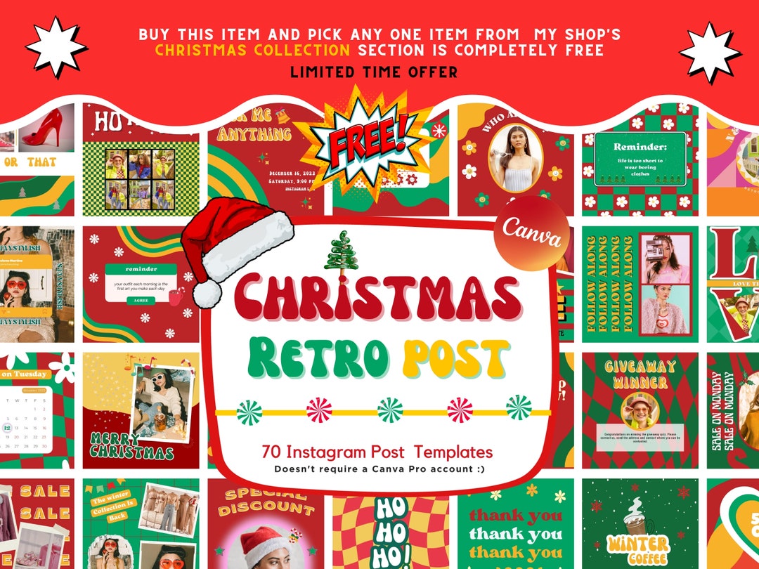 Christmas Instagram Post Templates 90s Retro IG POST - Etsy