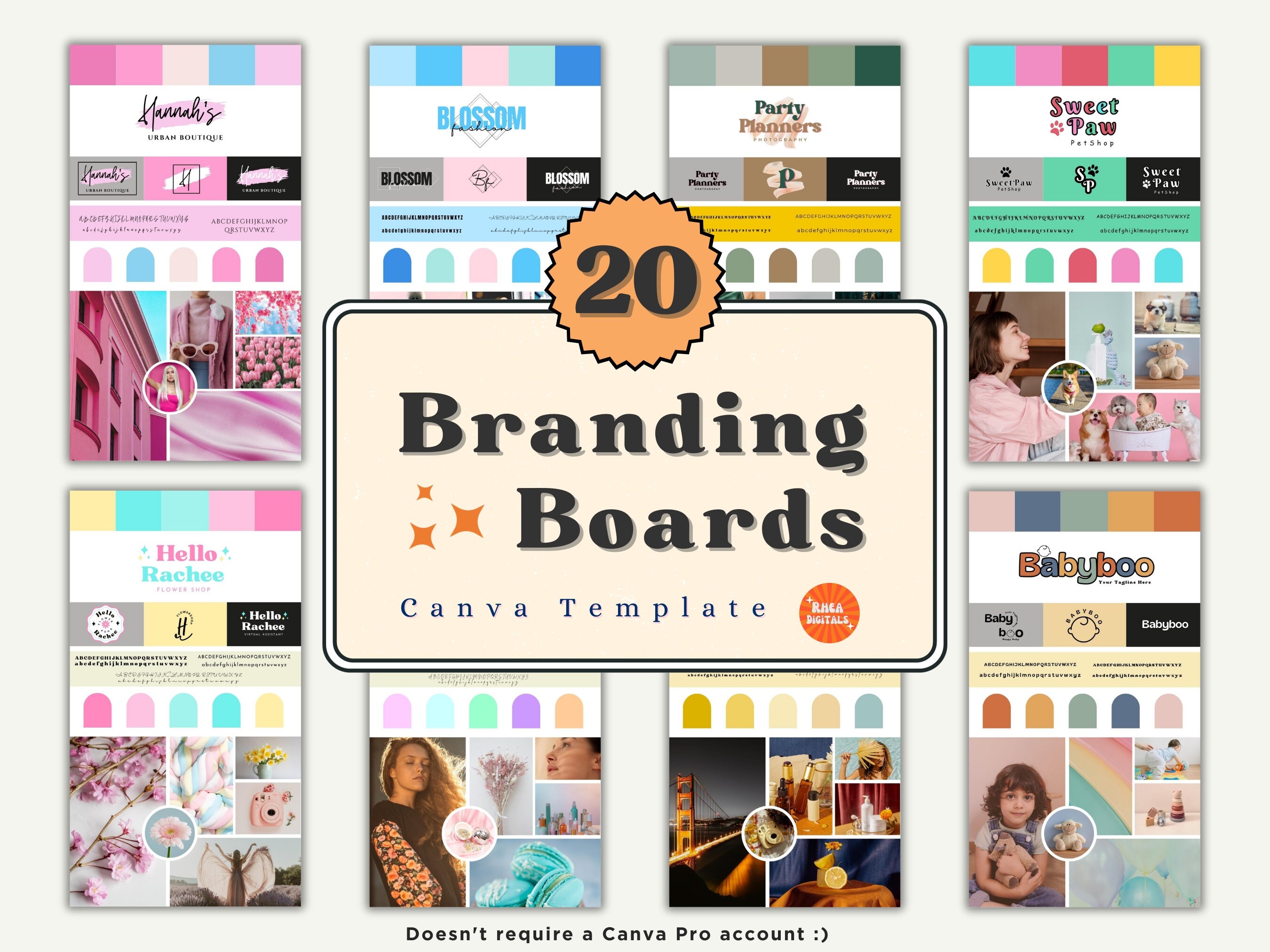 20 DIY Brand Board Templates - Logo Templates - Brand Kit Template ...
