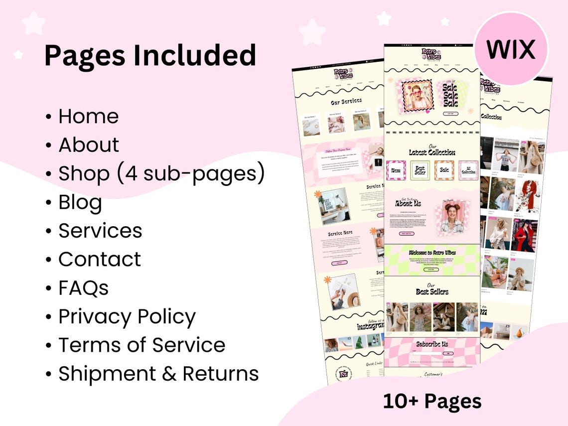 WIX Website Template, Retro Vibes WIX Website Theme, Wix Online Store ...