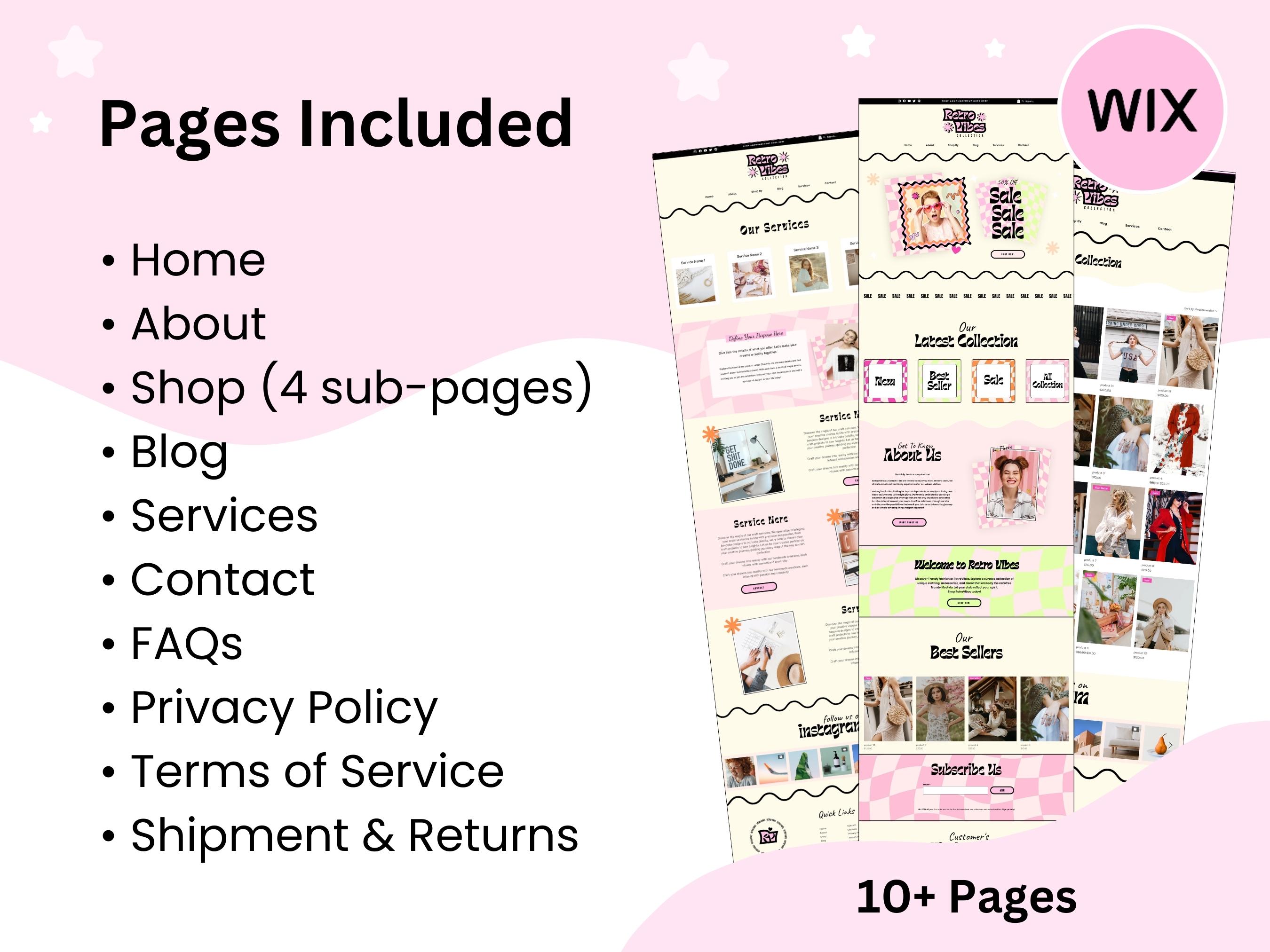 WIX Website Template, Retro Vibes WIX Website Theme, Wix Online Store ...