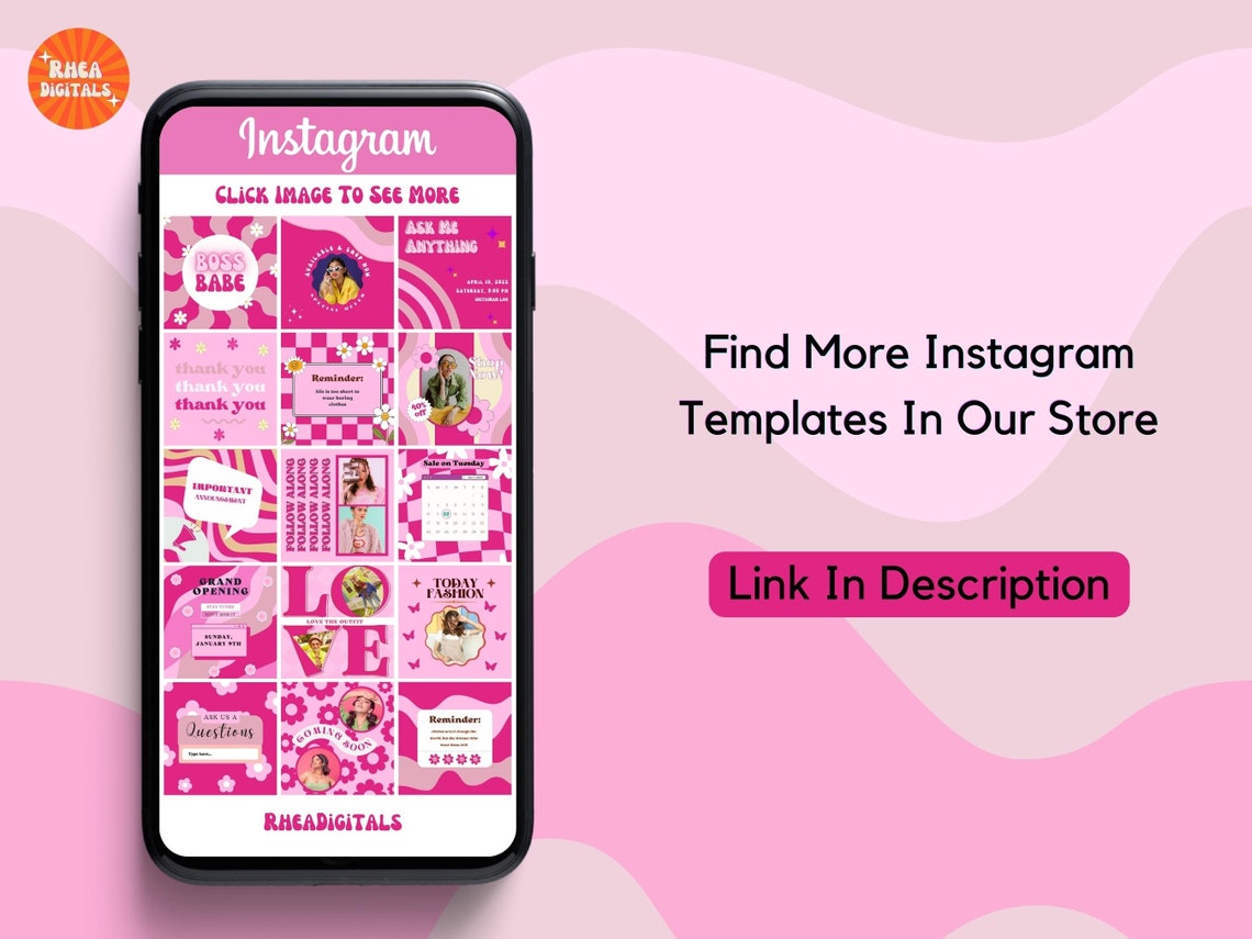 90s & Y2K Aesthetic Instagram Post Templates | Groovy Story Template ...
