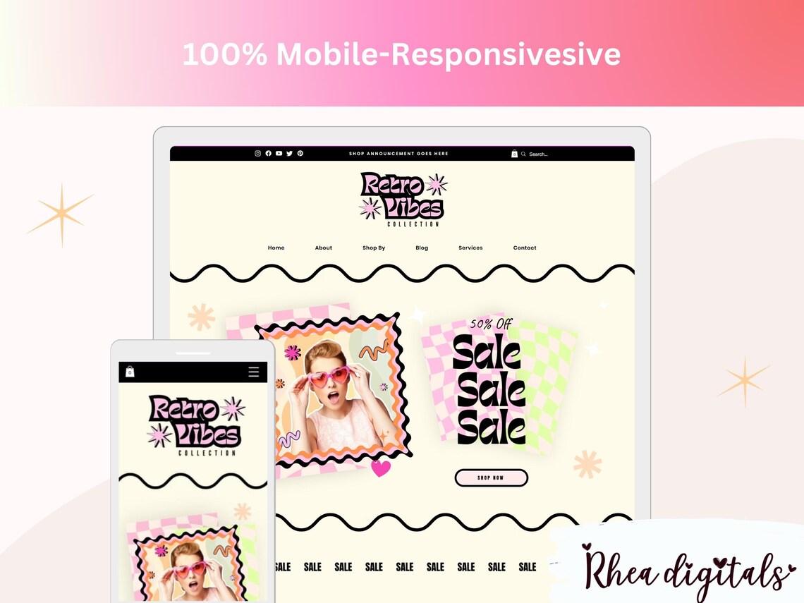 WIX Website Template, Retro Vibes WIX Website Theme, Wix Online Store ...