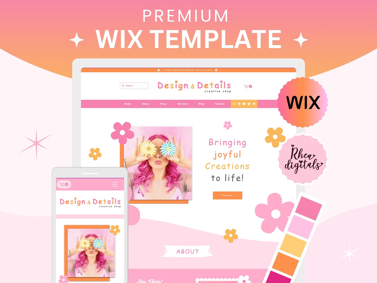 Creative Wix Template - Rainbow Colors Wix Website Design - Wix Store ...
