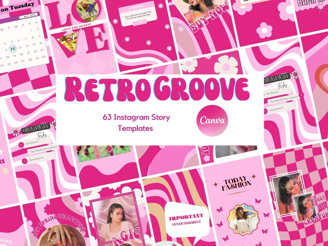 90s & Y2K Aesthetic Instagram Post Templates | Groovy Story Template ...