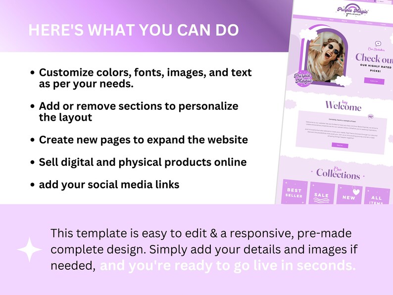Wix Website Template, Purple Wix Website Theme, Purple Magic Website ...