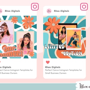 Retro Instagram Post Template, Retro Instagram Posts, Bold IG Feed ...