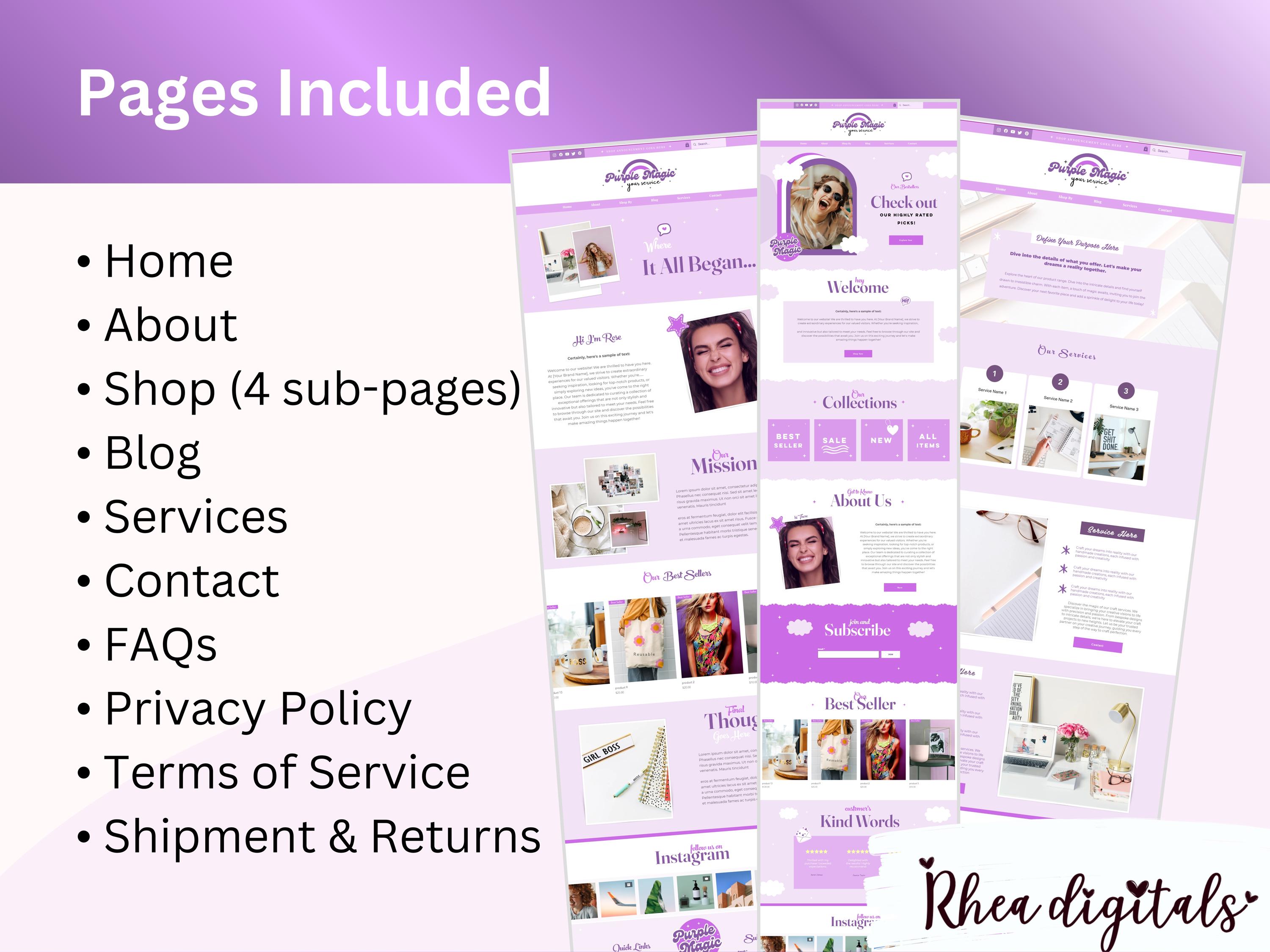 Wix Website Template, Purple Wix Website Theme, Purple Magic Website ...