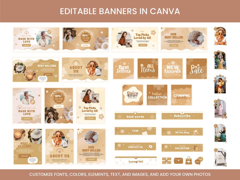 Boho Shopify Theme: Daisy Dream E-commerce Template With Canva Banners ...
