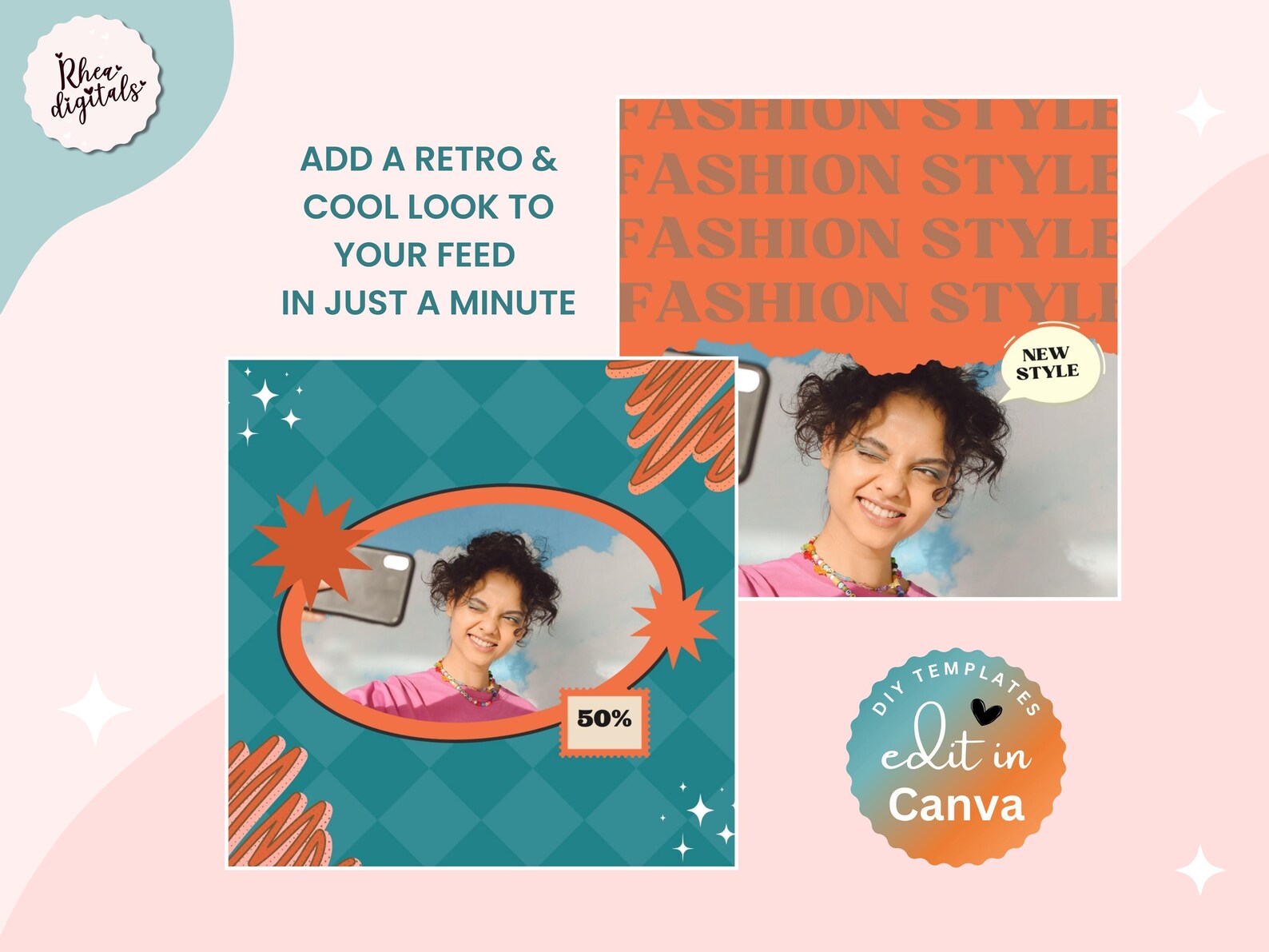 Retro Instagram Post Template, Retro Instagram Posts, Bold IG Feed ...