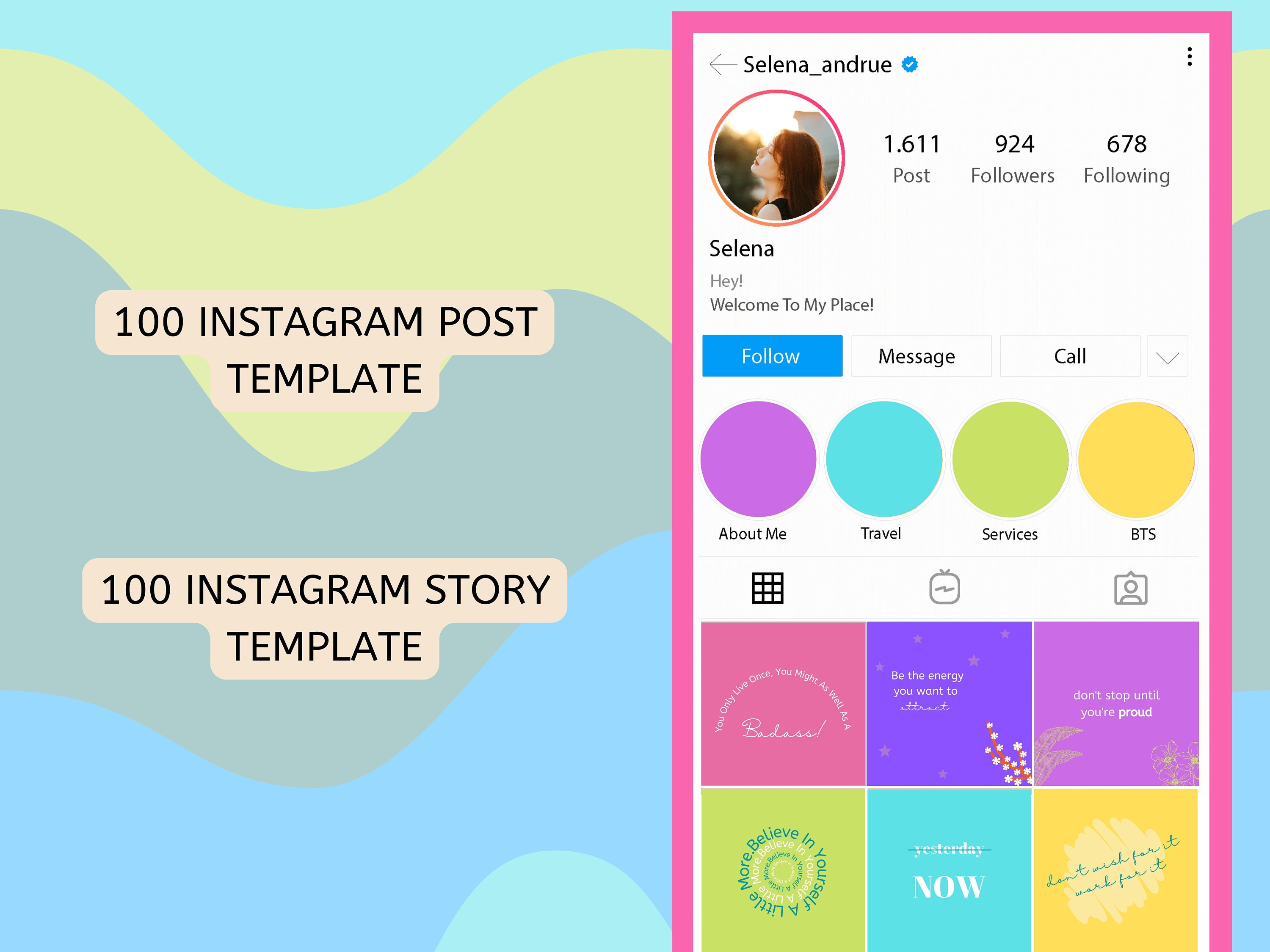 200 Bright Instagram Templates Editable Canva Templates Retro Colorful ...