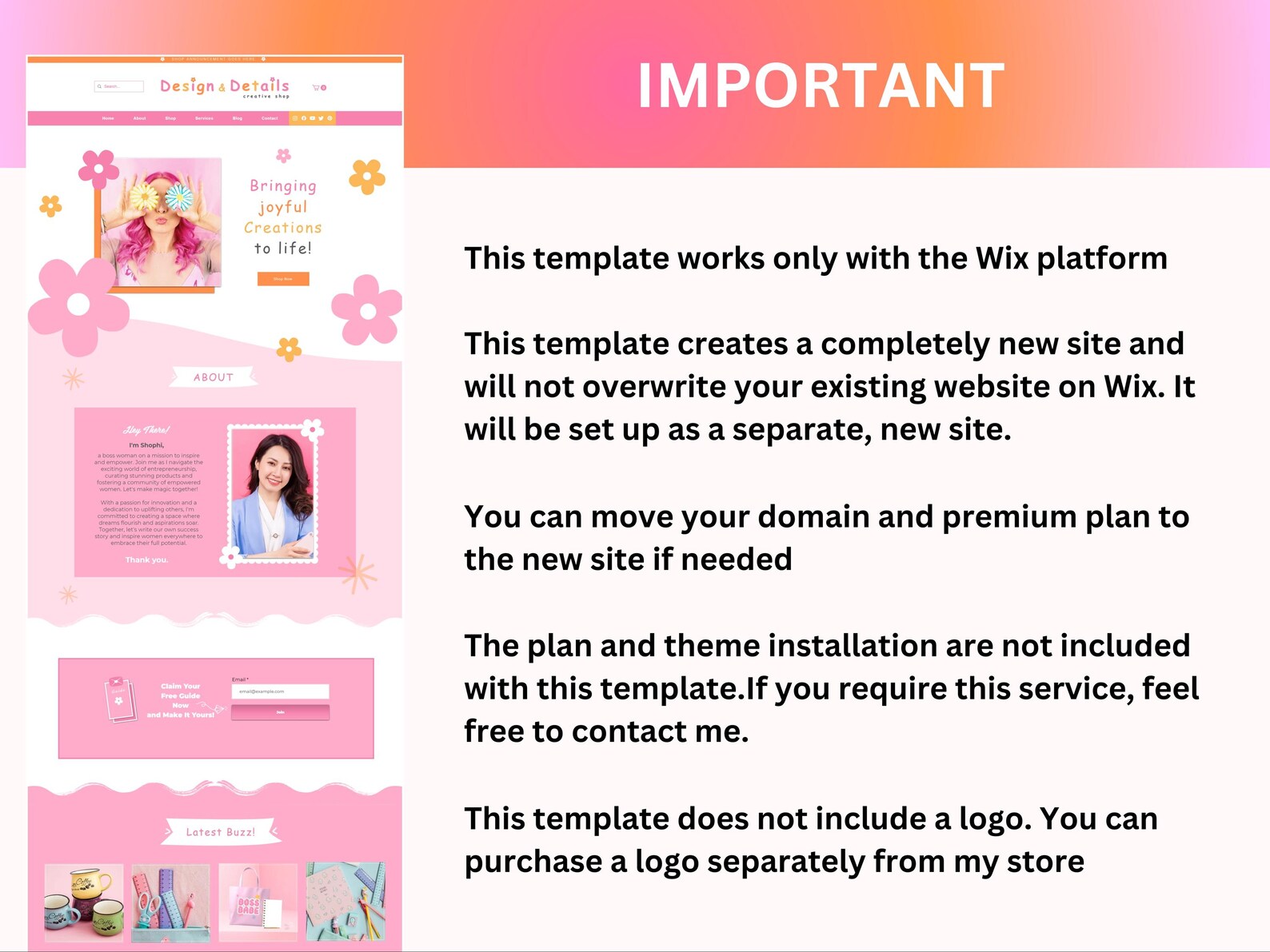 Creative Wix Template - Rainbow Colors Wix Website Design - Wix Store ...