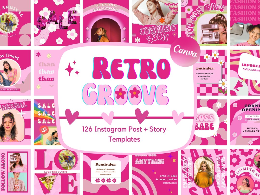 90s & Y2K Aesthetic Instagram Post Templates | Groovy Story Template ...