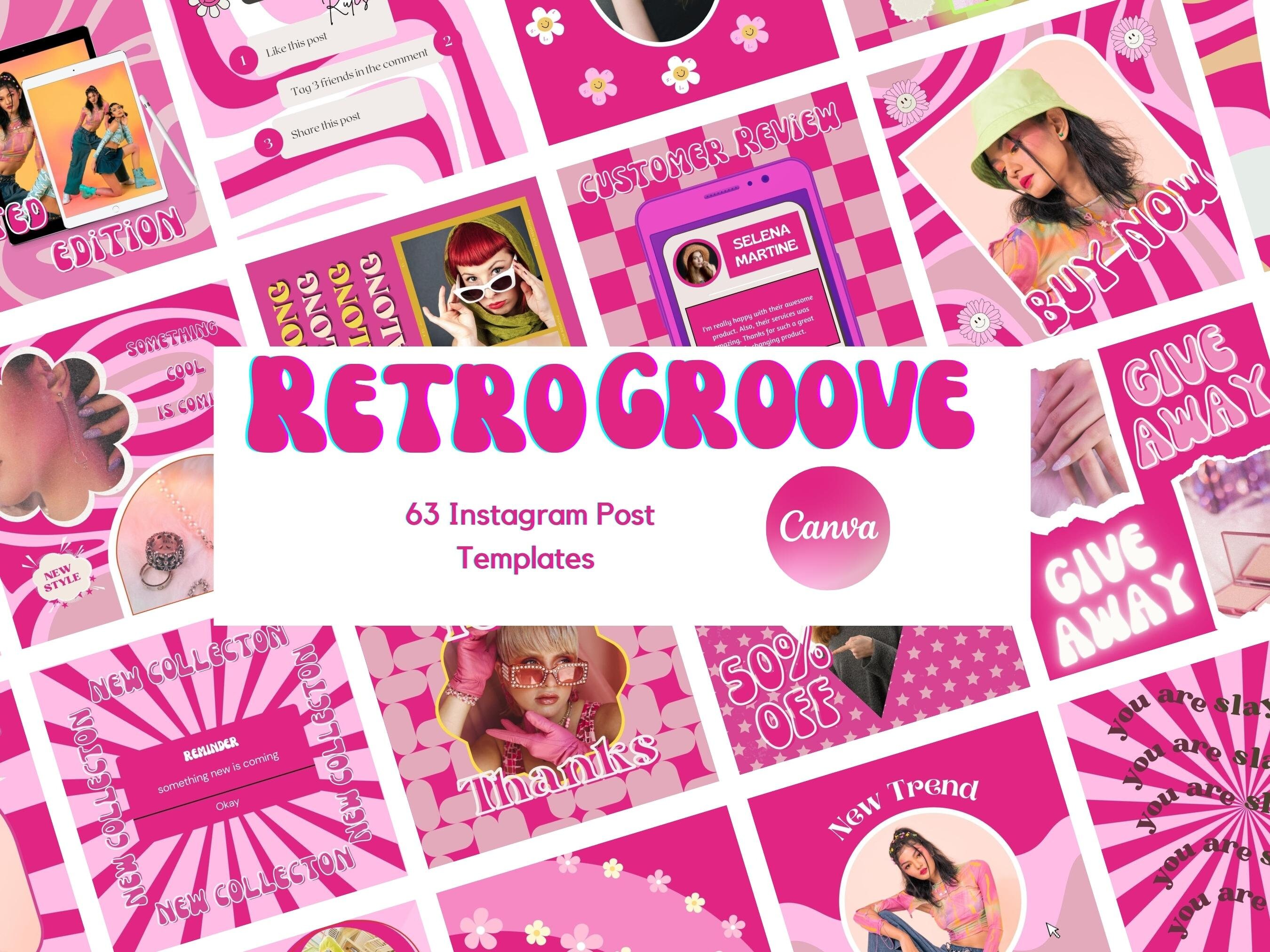 90s & Y2K Aesthetic Instagram Post Templates | Groovy Story Template ...