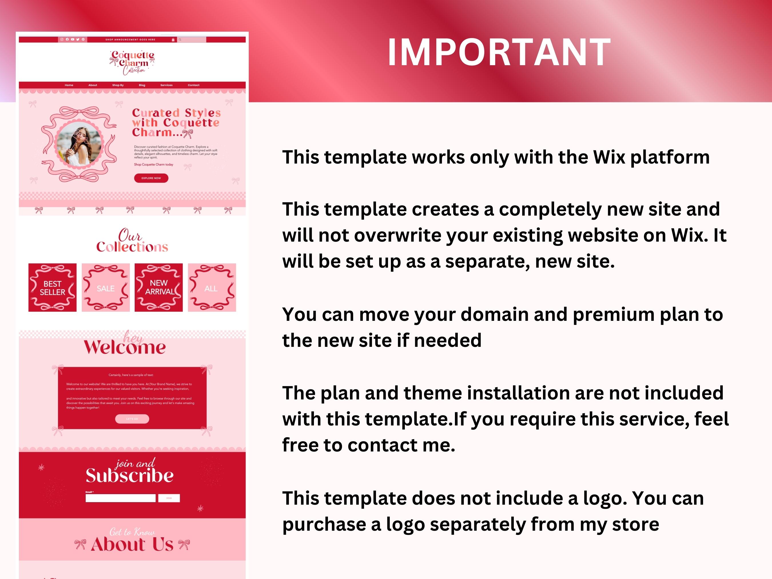 Plantilla de sitio web de Wix, tema de sitio web de Wix Coquette Charm ...