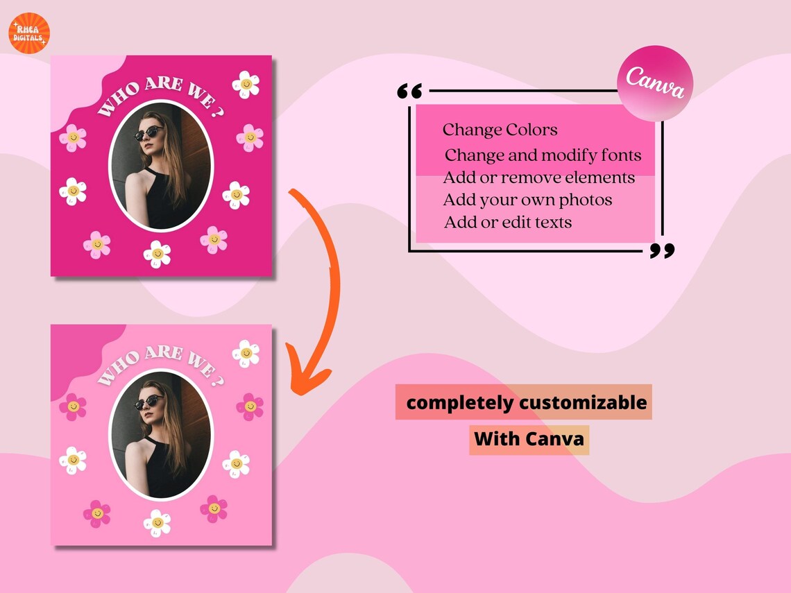 90s & Y2K Aesthetic Instagram Post Templates | Groovy Story Template ...