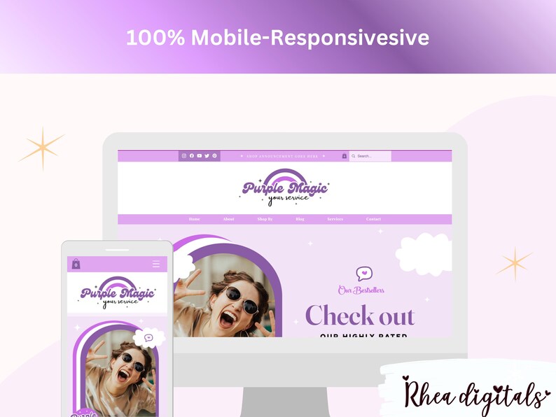 Wix Website Template, Purple Wix Website Theme, Purple Magic Website ...